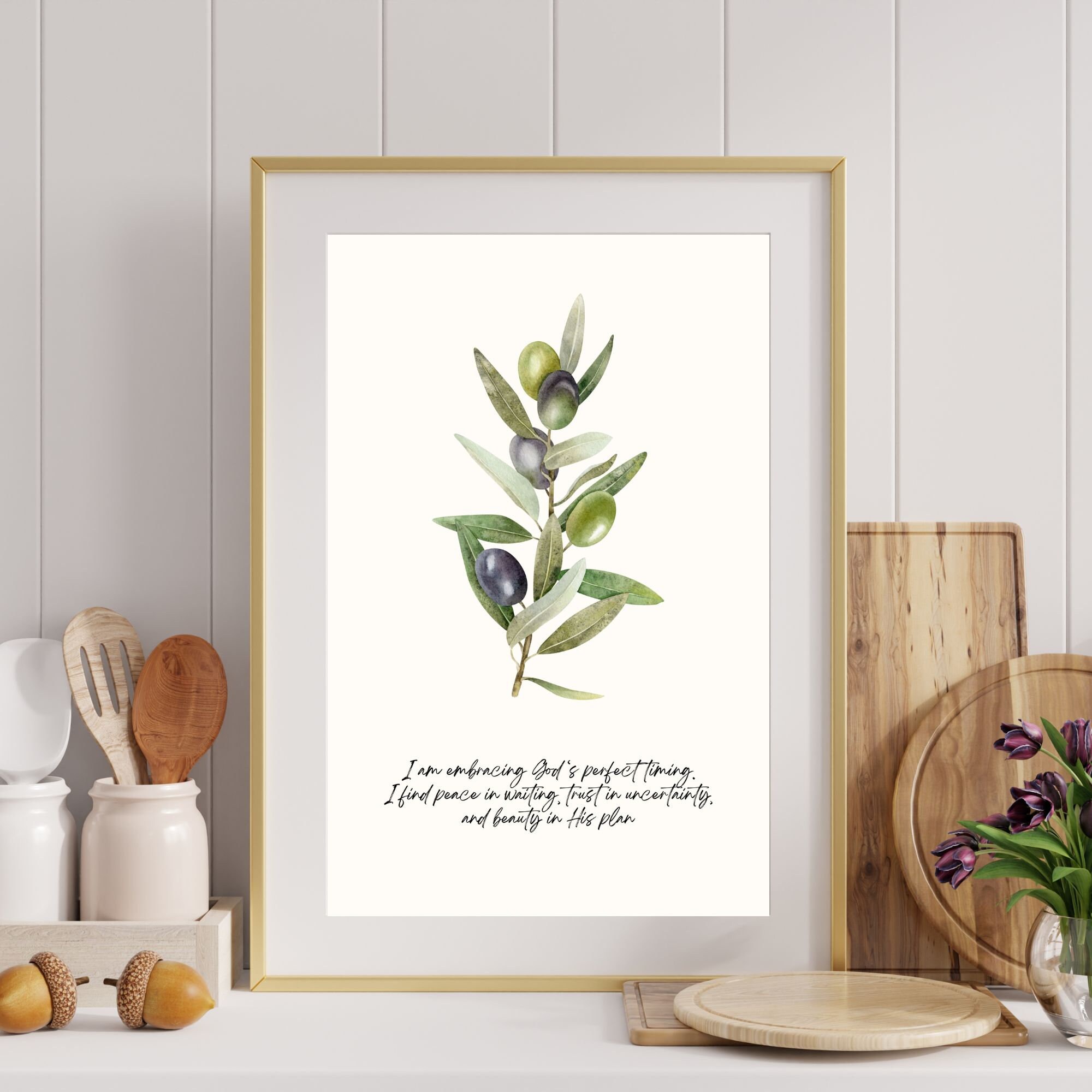 Green Botanical Olive Leaves Watercolor Calligraphy Modern - Etsy