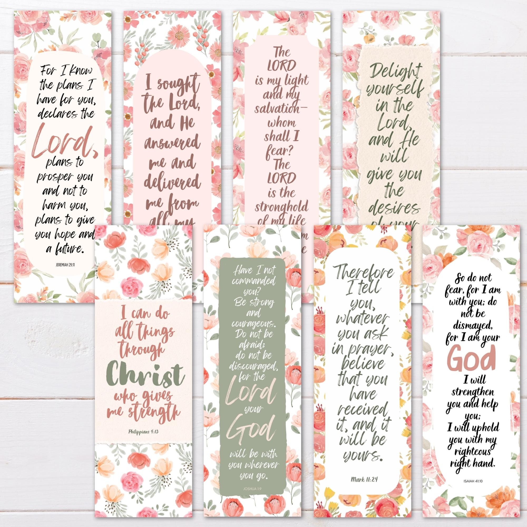 Printable Bible Verse Bookmark Set Digital Bookmark Bundle Scripture ...