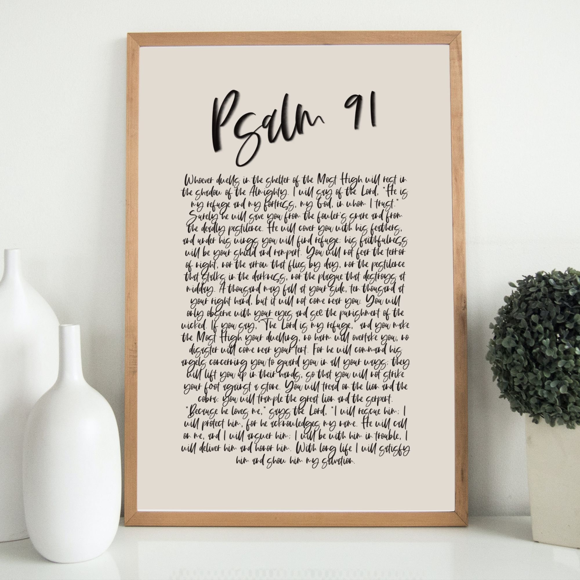 Psalm 91 Wall Art Print Digital Download, Psalm 91 Printable Biblical ...