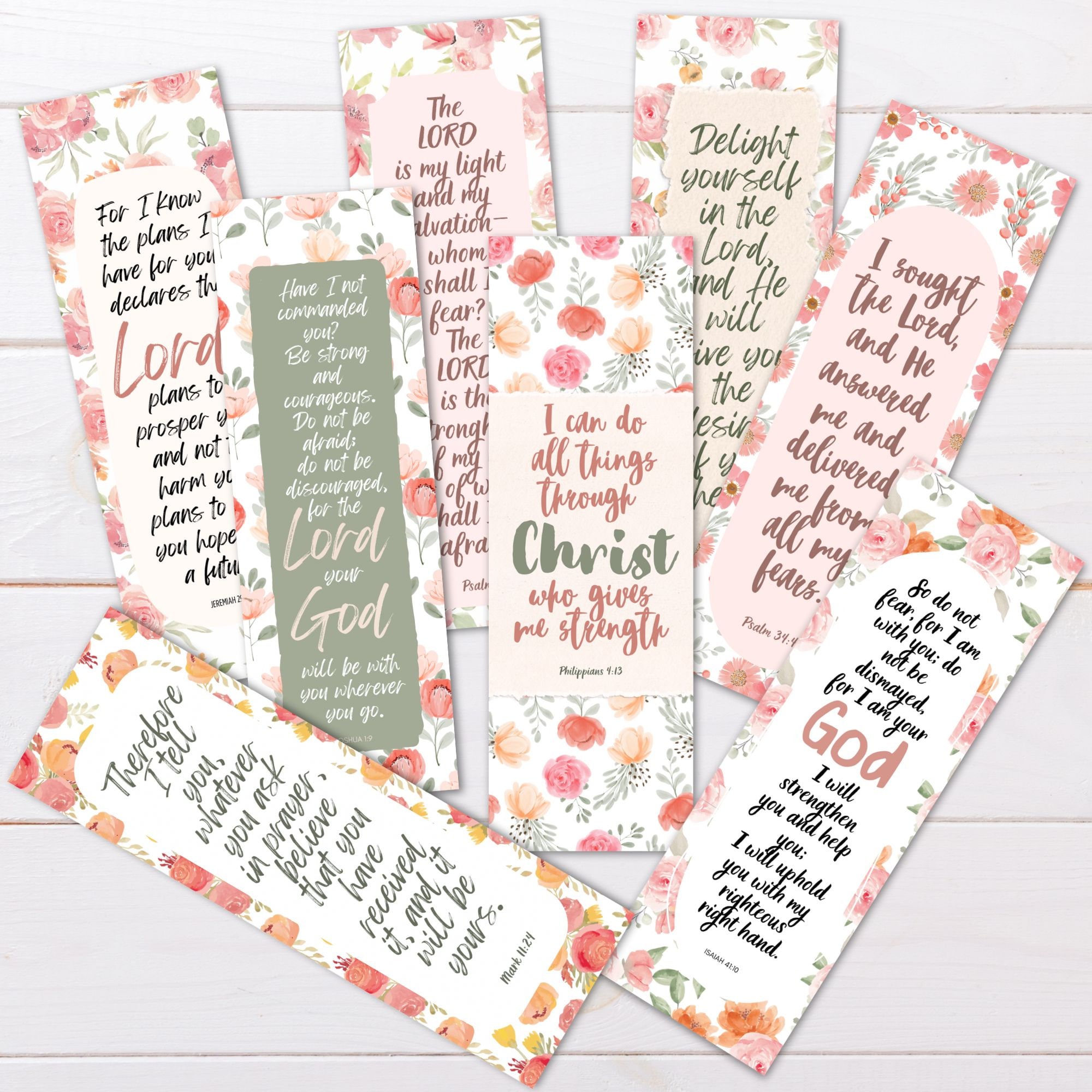 Printable Bible Verse Bookmark Set Digital Bookmark Bundle Scripture ...