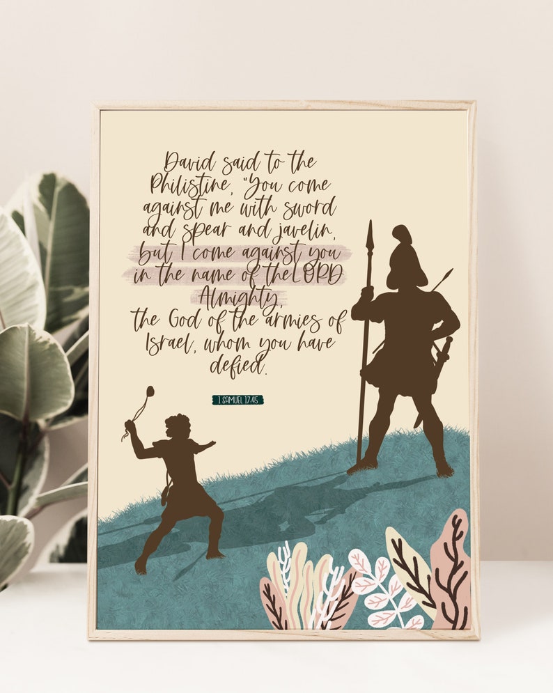 David and Goliath Wall Art Decor Printable Christian Home Decoration ...