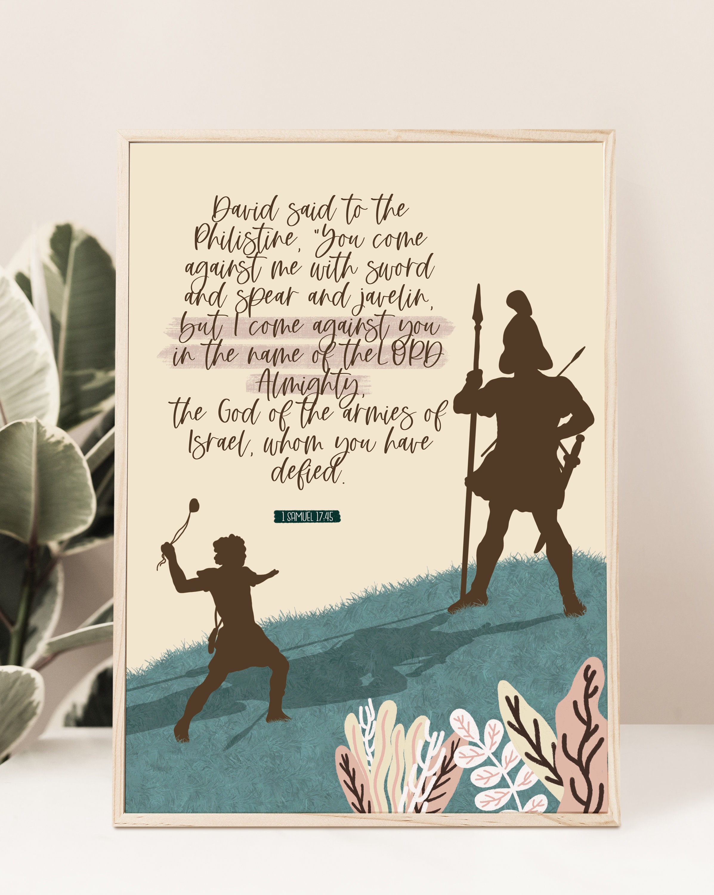 David and Goliath Wall Art Decor Printable Christian Home Decoration ...