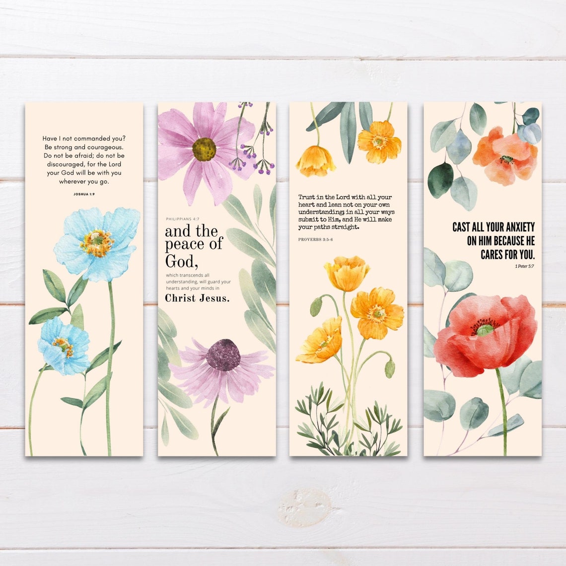 Printable Bible Verse Bookmark Set, Watercolor Bookmark Bundle, PDF ...