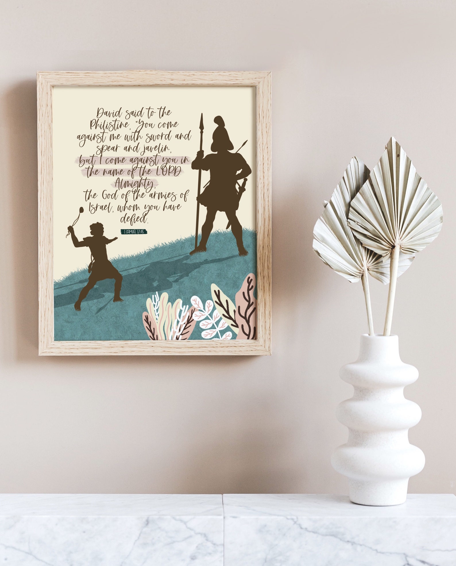 David and Goliath Wall Art Decor Printable Christian Home Decoration ...
