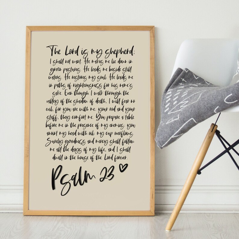 Psalm 23 Wall Art Digital Download the Lord is My Shepherd Biblical Art ...