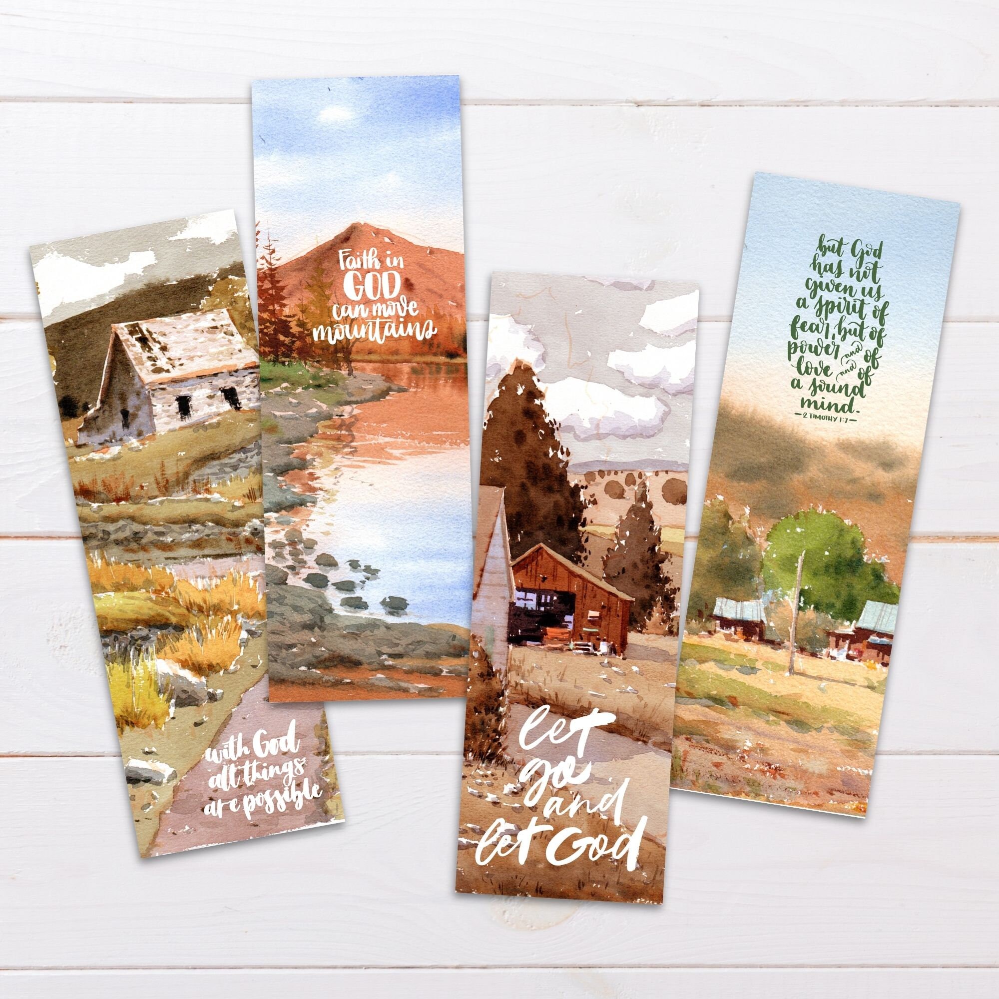Christian Inspirational Printable Bible Bookmarks Set of 4 Nature ...