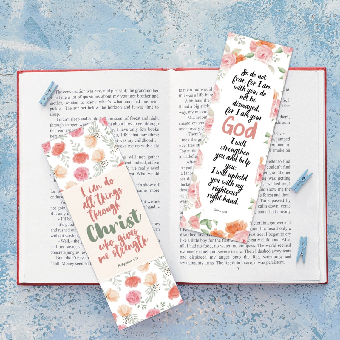 Printable Bible Verse Watercolor Flower Bookmark Set, Christian Quote ...