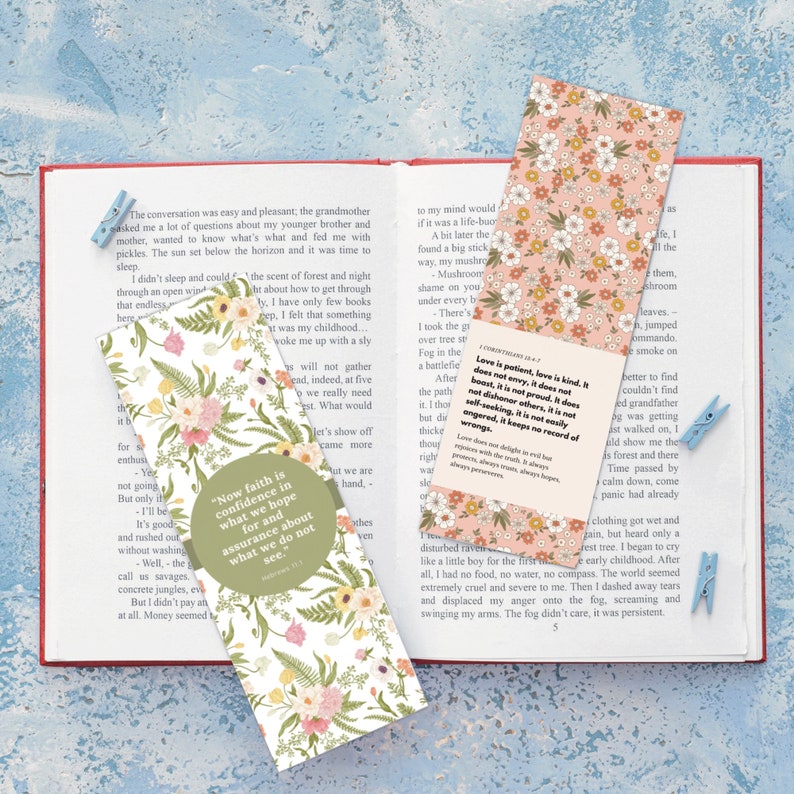 Printable Flower Bible Verse Bookmark Set, Aesthetic Christian ...