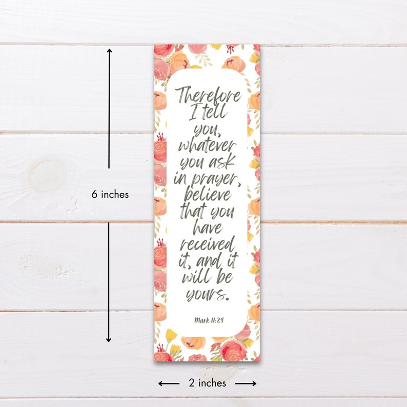 Bible Bookmark Set Printable Bible Verse Watercolor Flower, Christian ...