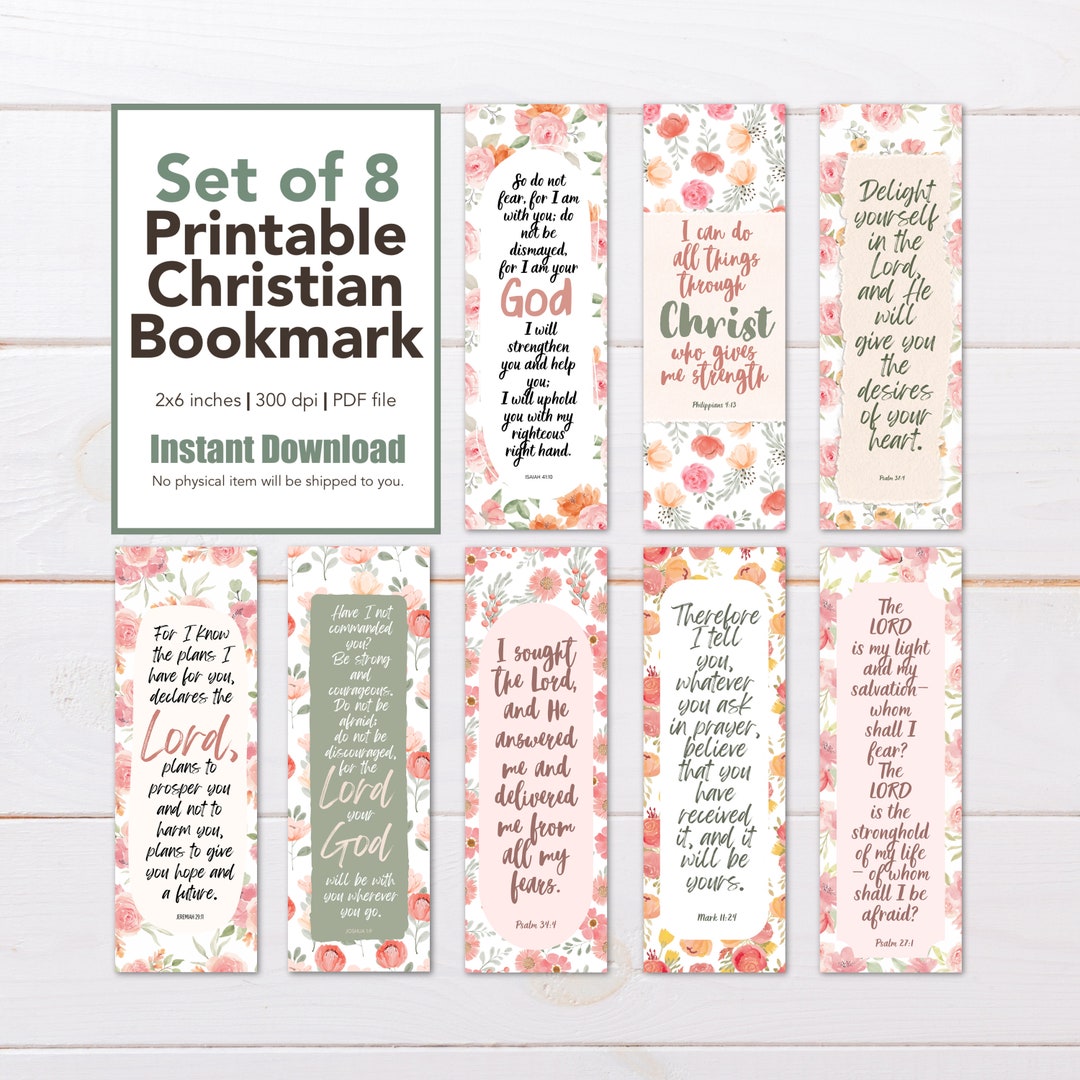 Printable Bible Verse Bookmark Set Digital Bookmark Bundle Scripture ...