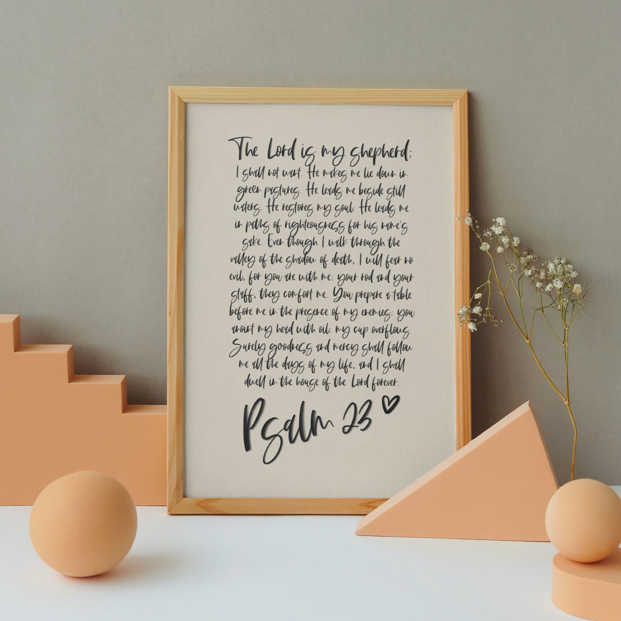 Psalm 23 Wall Art Digital Download the Lord is My Shepherd Biblical Art ...