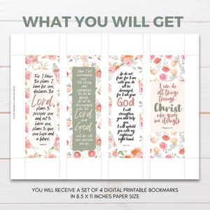 Printable Bible Verse Watercolor Flower Bookmark Set, Christian Quote ...