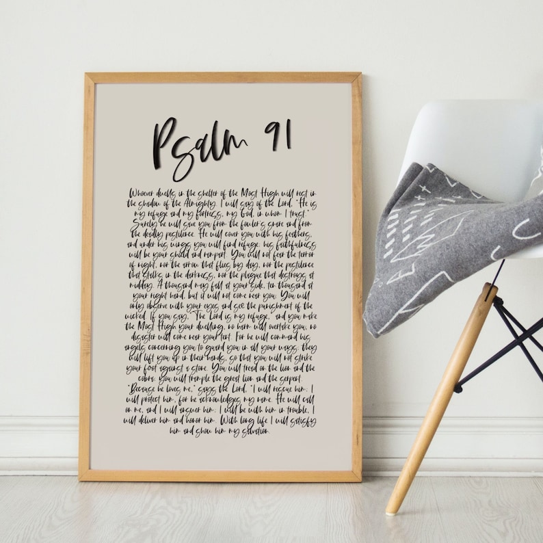 Psalm 91 Wall Art Print Digital Download, Psalm 91 Printable Biblical ...