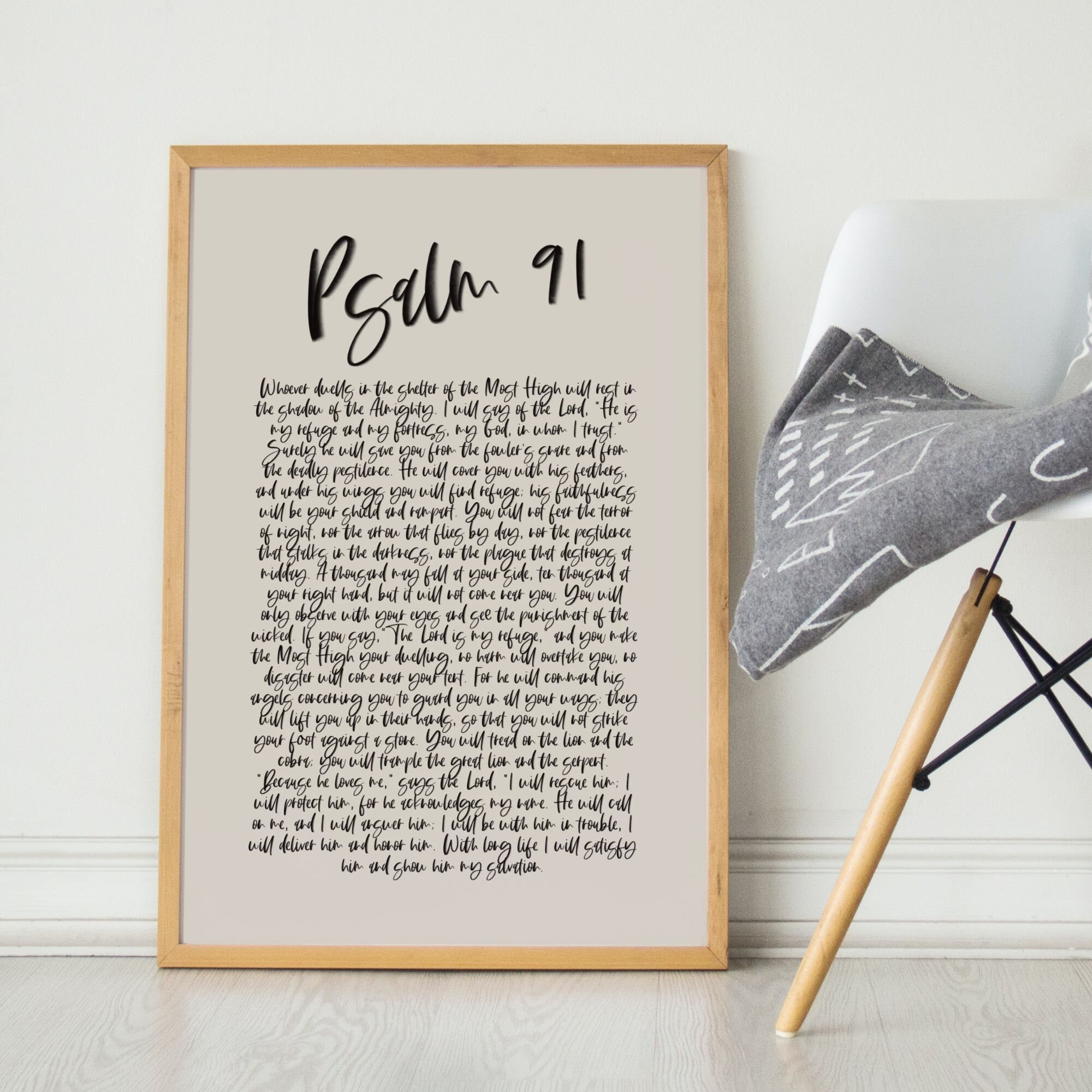 Psalm 91 Wall Art Print Digital Download, Psalm 91 Printable Biblical ...