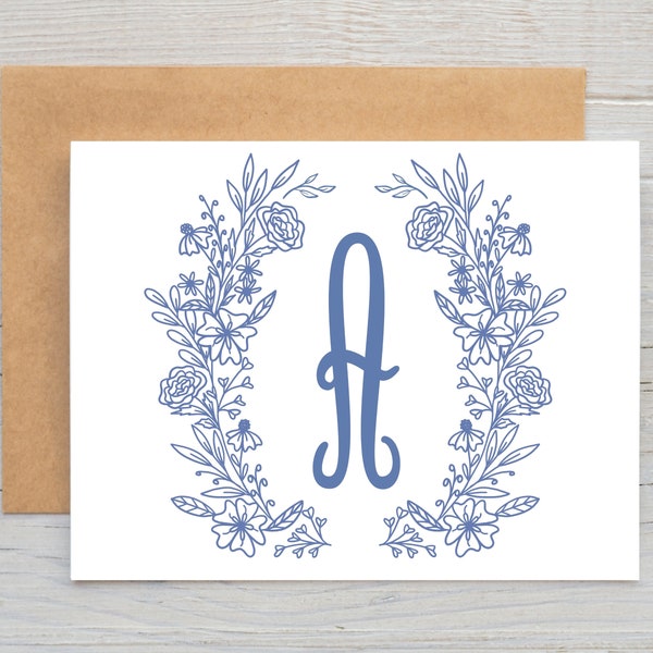 Initial Note Cards - Etsy