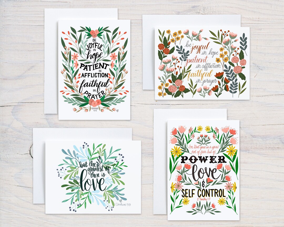 8 Scripture Notecards Original Artwork NOTE CARD Set With - Etsy