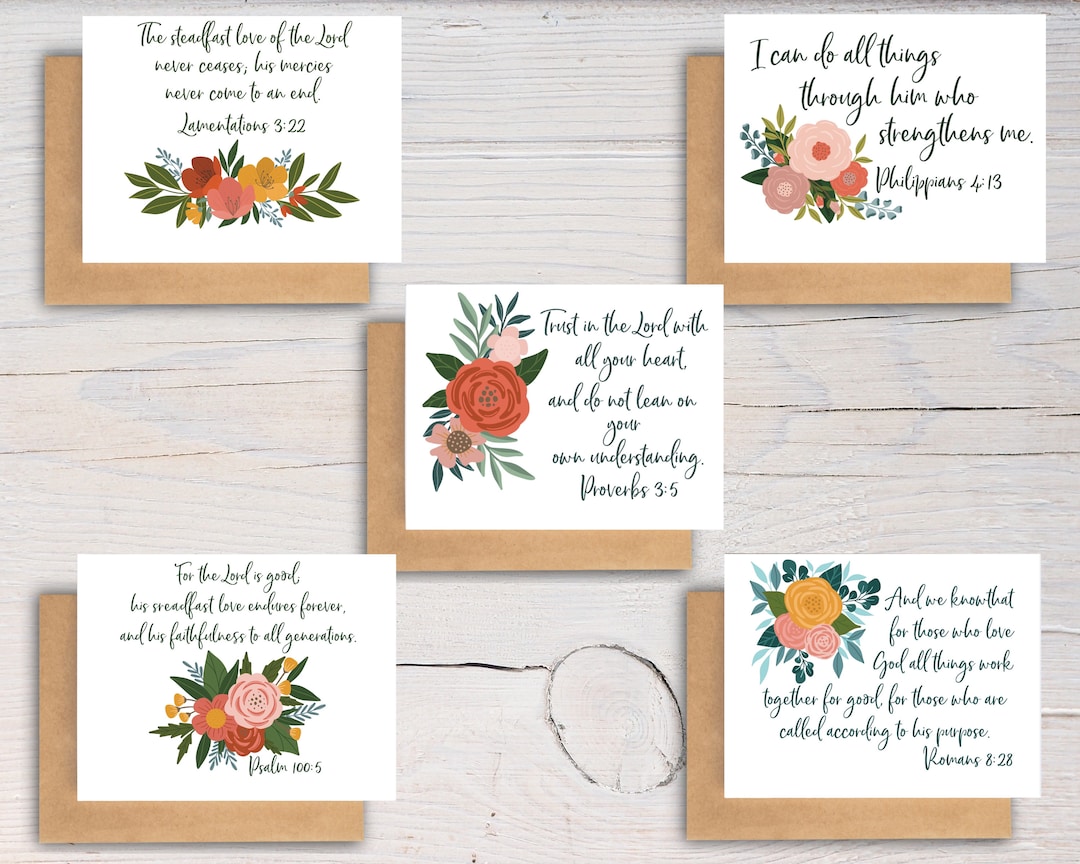 10 Popular Scripture Christian Notecard Set With Envelopes - Etsy