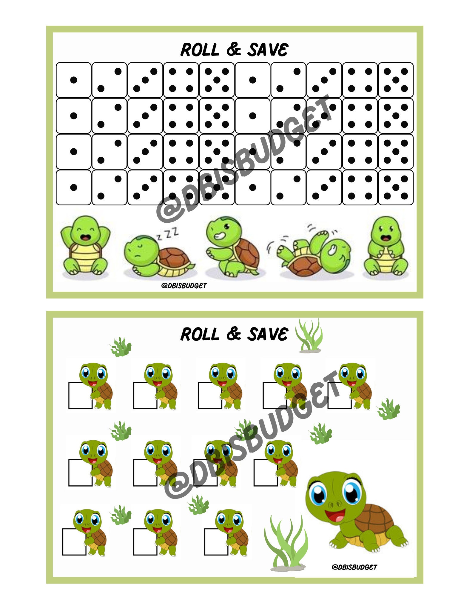 Turtle Roll & Save Savings Challenge - Etsy