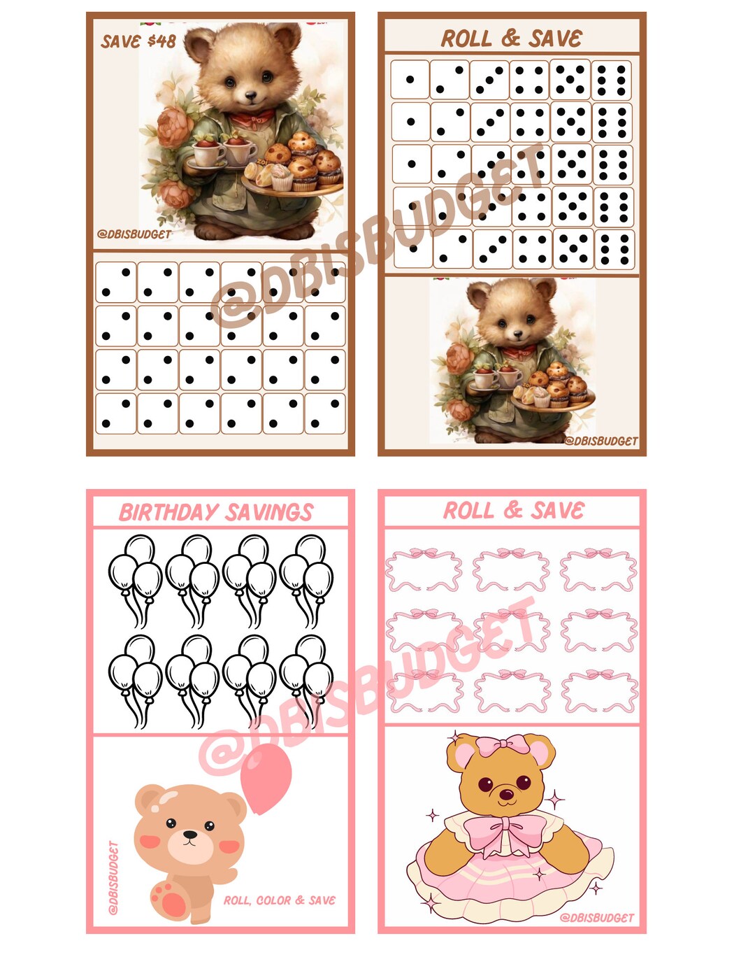 Tiny Bear Roll & Save Savings Challenge - Etsy