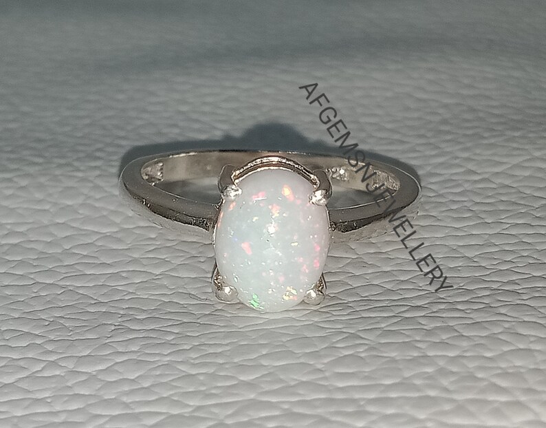 White Opal Ring White Fire Opal Ring Oval Opal Ring Promise - Etsy