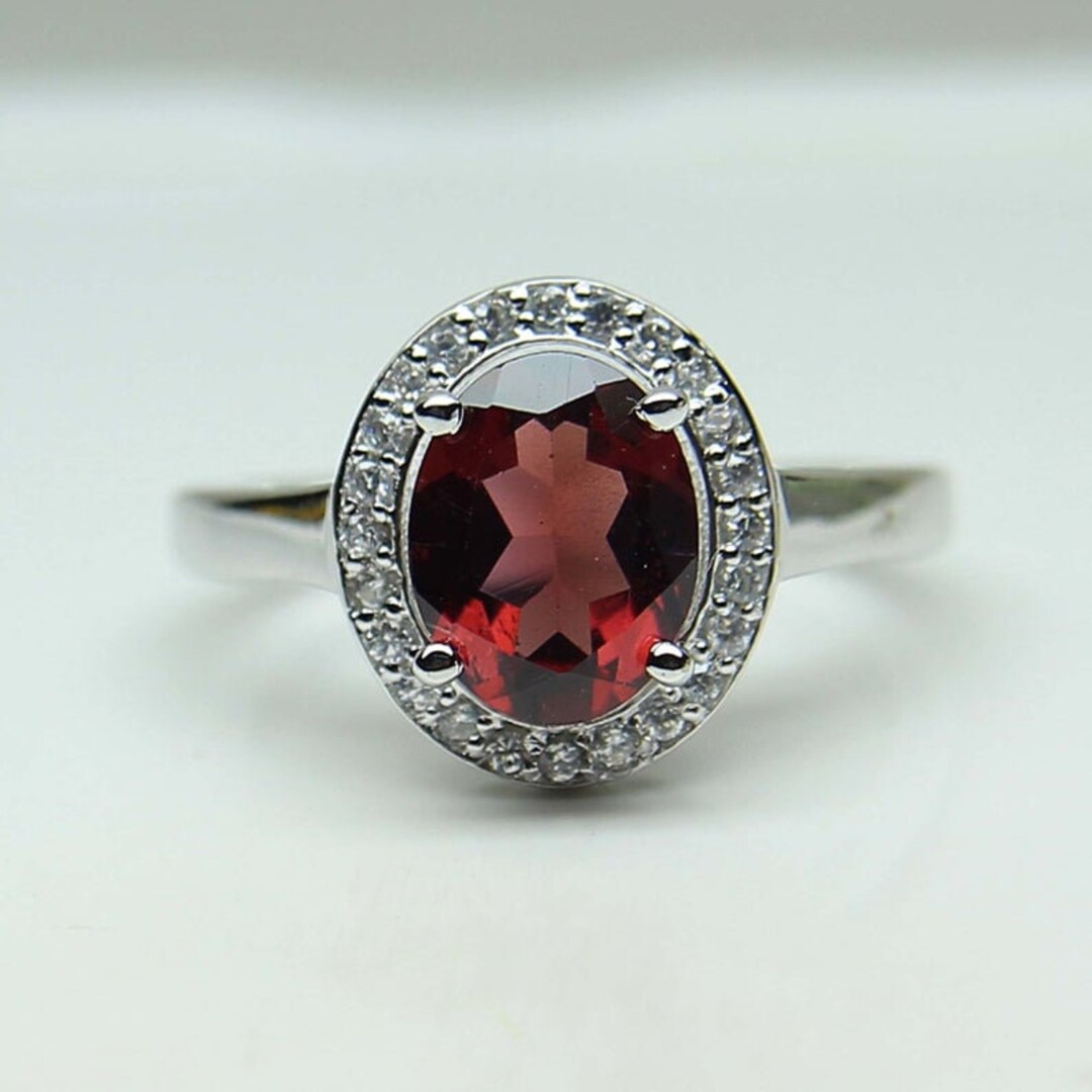 Ovaler Roter Edelstein, Januar Geburtsstein, 925 Sterling Silber Ring ...