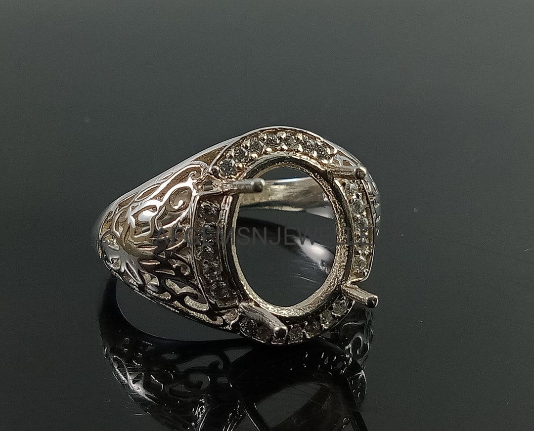 10X12MM Oval Semi Mount Ring-unique Ring-without Stone Ring-men Mount ...