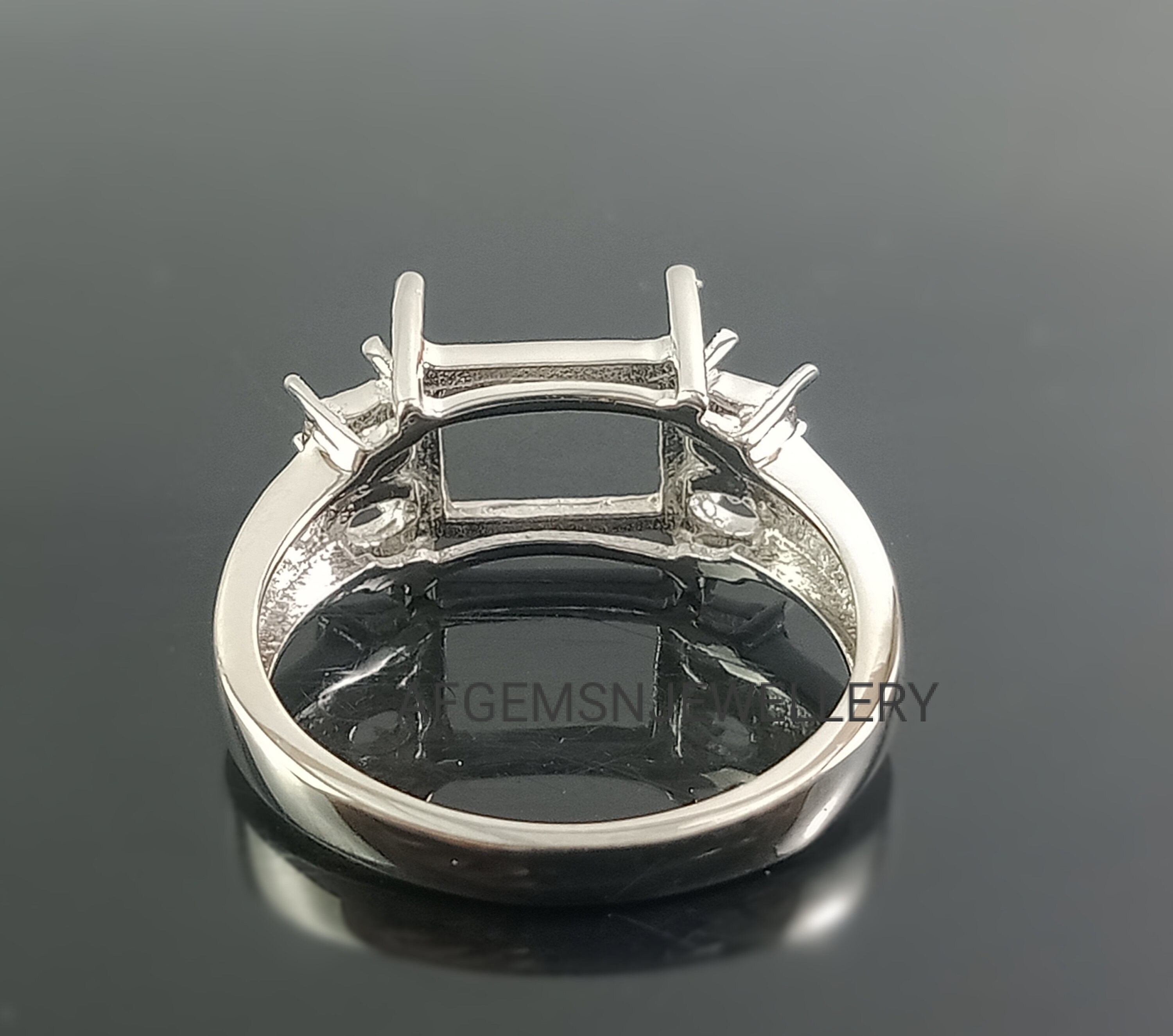 Prong Setting Ring-Semi Mount Ring-7X9MM Octagon & 3X4MM Oval | Etsy