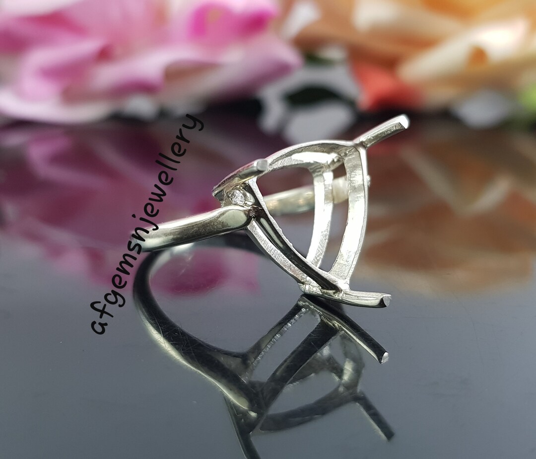 15MM Trillion Semi Mount Ring-without Main Stone Ring-trillion Ring-925 ...