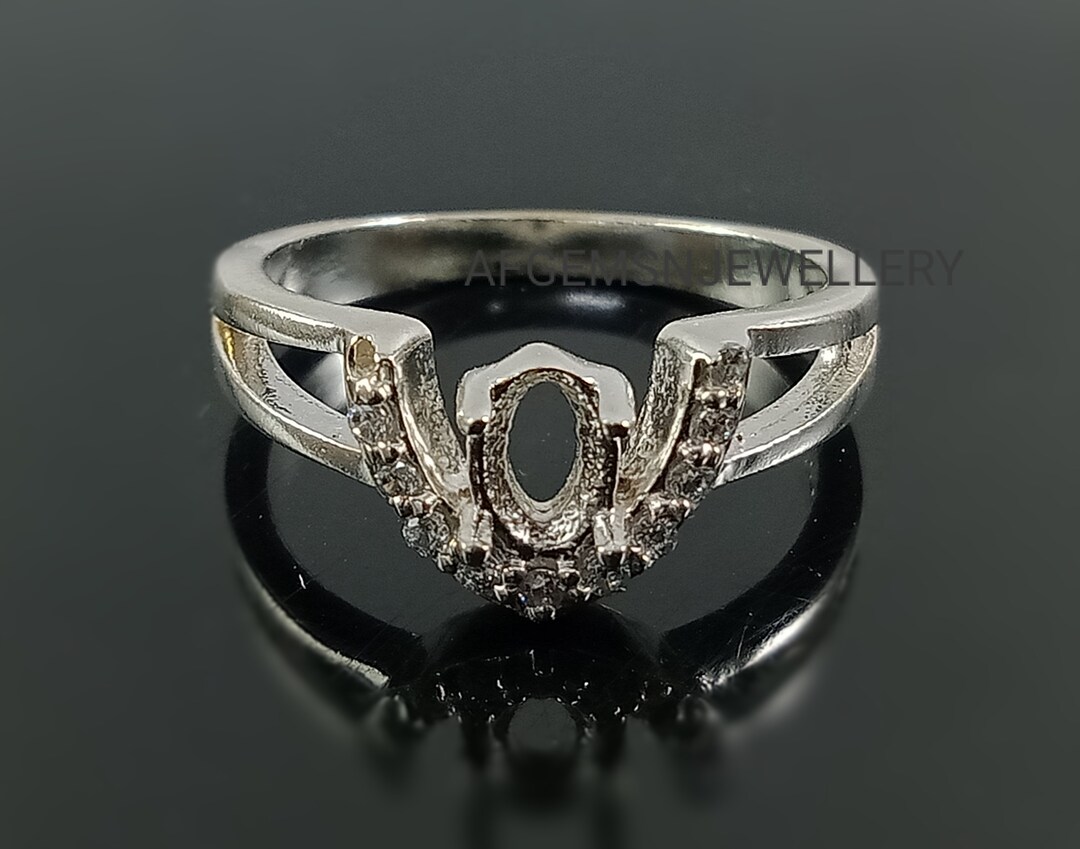 6X4 MM Oval Semi Mount Ring-unset Ring-without Stone Ring-925 Silver ...