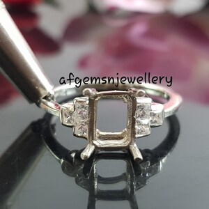 6x8m Octagon Semi Mount Ring, Personalized Wedding Ring, 925 Sterling ...