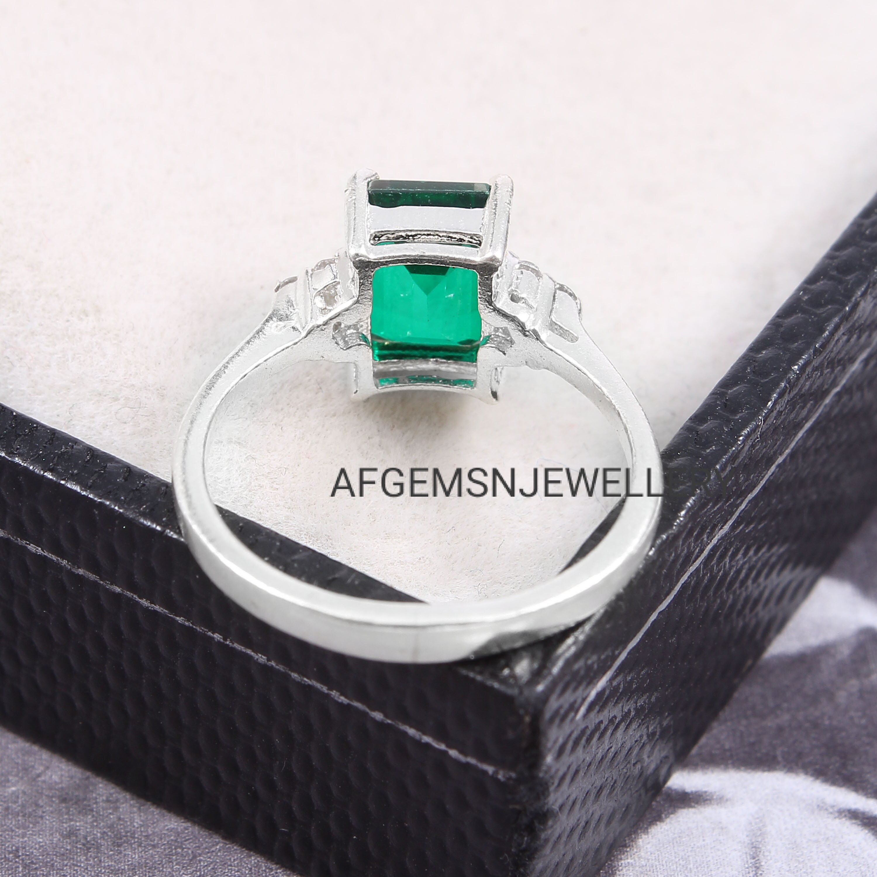 Lab Emerald Ring-may Birthstone Ring-octagon Cut Green - Etsy