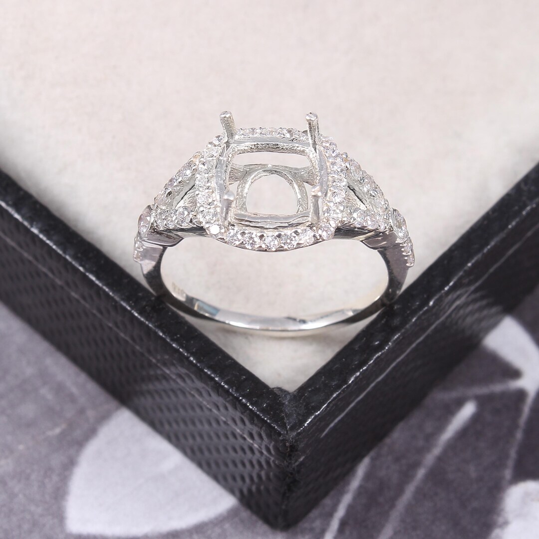 8X8 MM Cushion Semi Mount Ring-blank Ring-unset Ring-prong Setting Ring ...