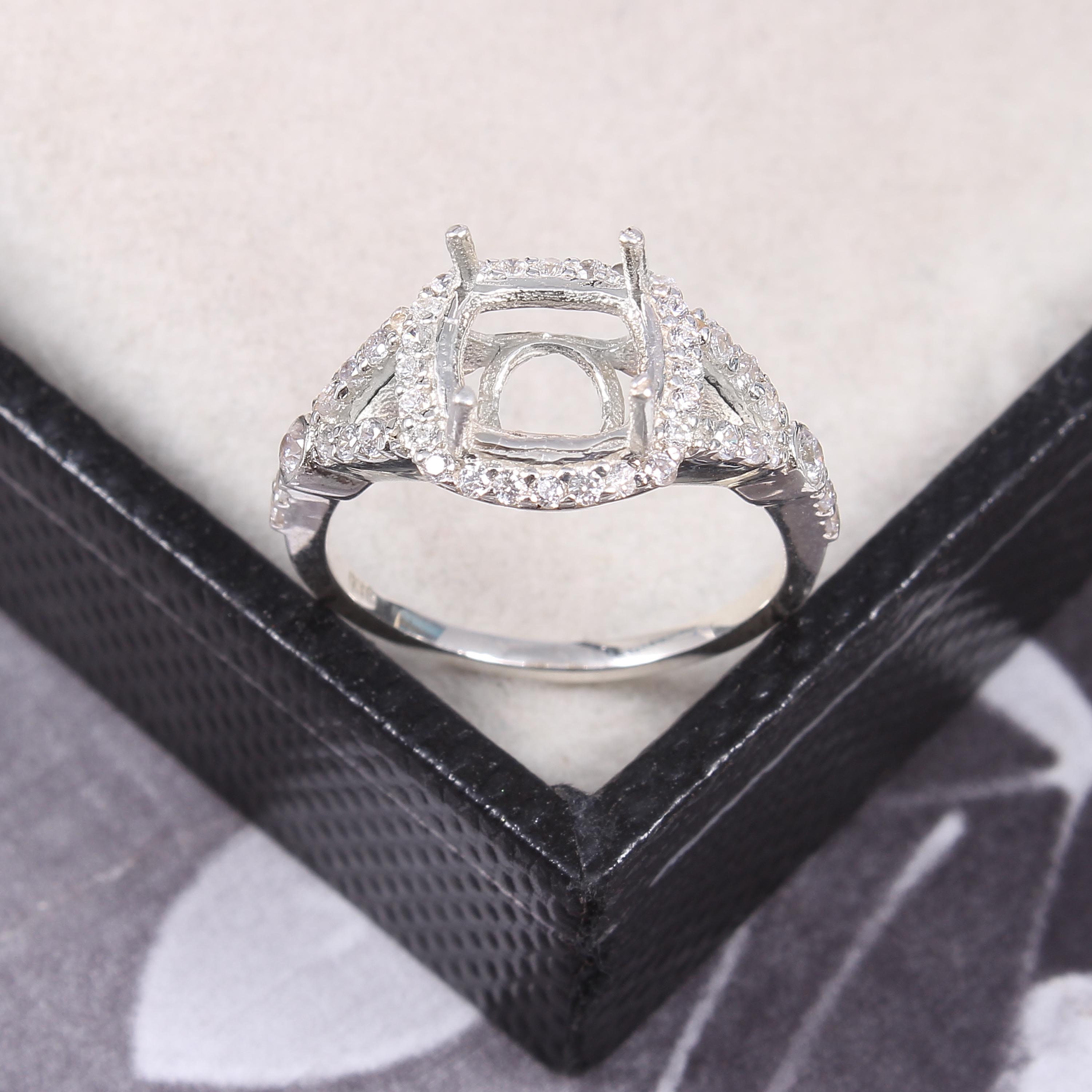 8X8 MM Cushion Semi Mount Ring-Blank Ring-Unset Ring-Prong | Etsy