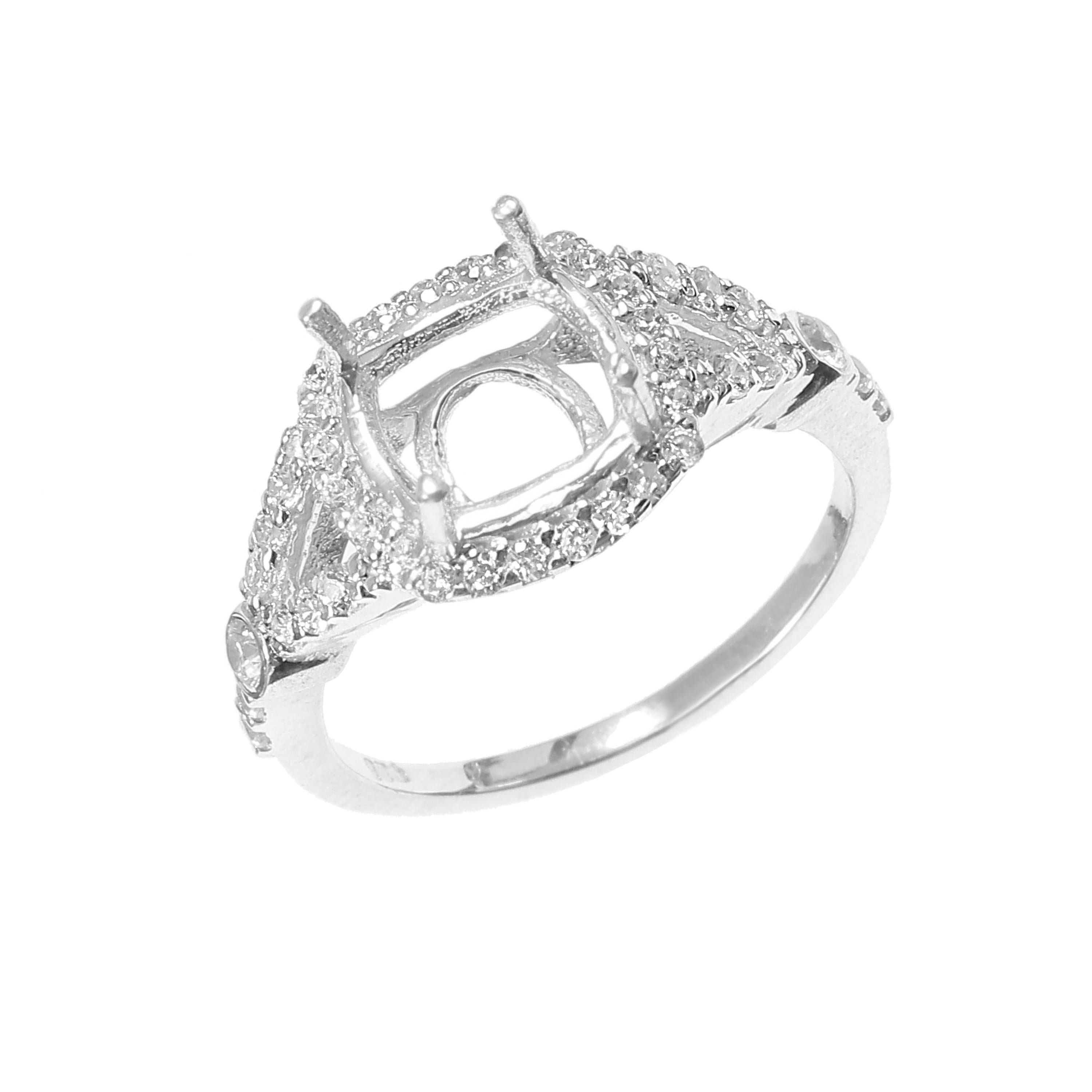 8X8 MM Cushion Semi Mount Ring-Blank Ring-Unset Ring-Prong | Etsy