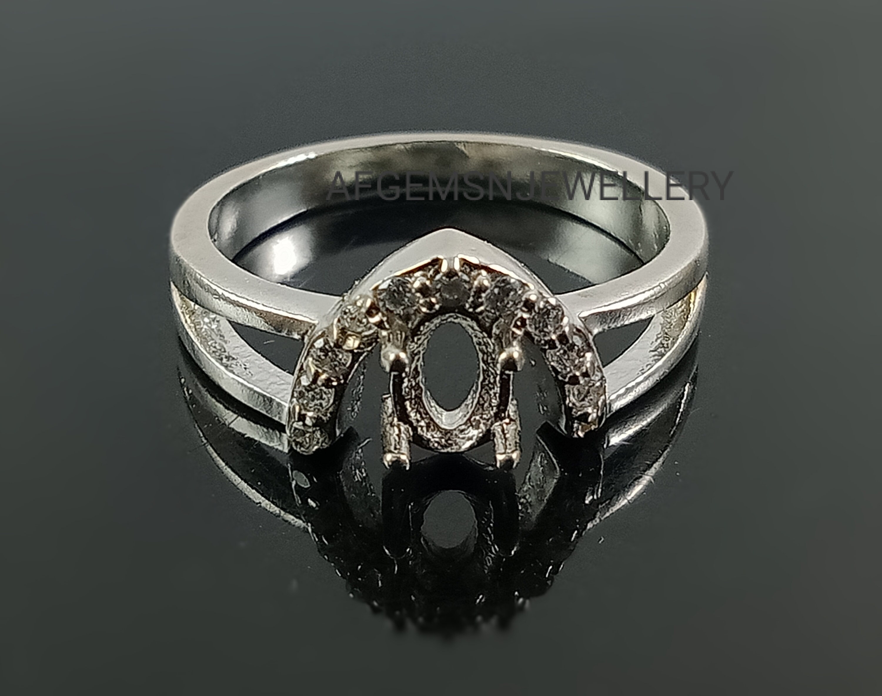 6X4 MM Oval Semi Mount Ring-unset Ring-without Stone Ring-925 Silver ...