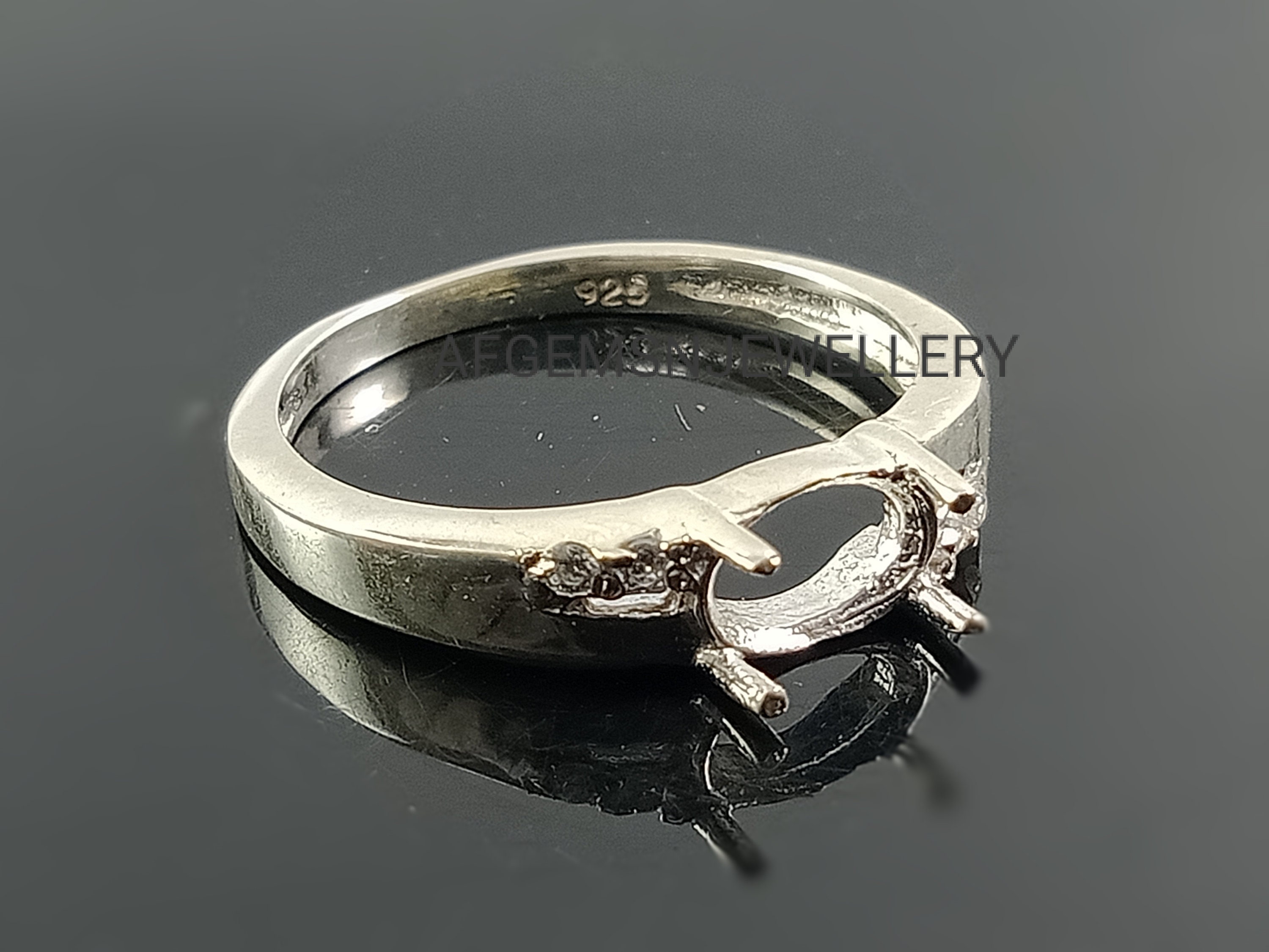 925 Sterling Silver Ring-unset Ring-7x5 MM Oval Semi Mount Ring-without ...