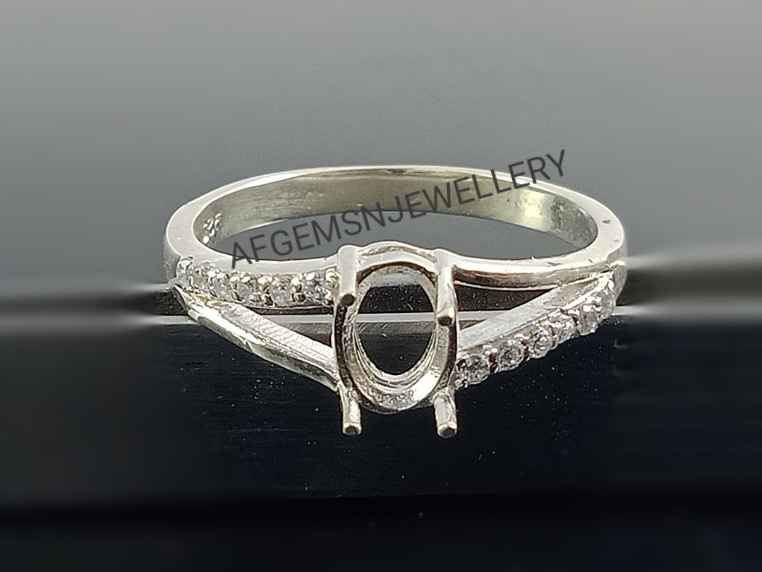 925 Sterling Silver Ring-unset Ring-7x5 MM Oval Semi Mount Ring-without ...