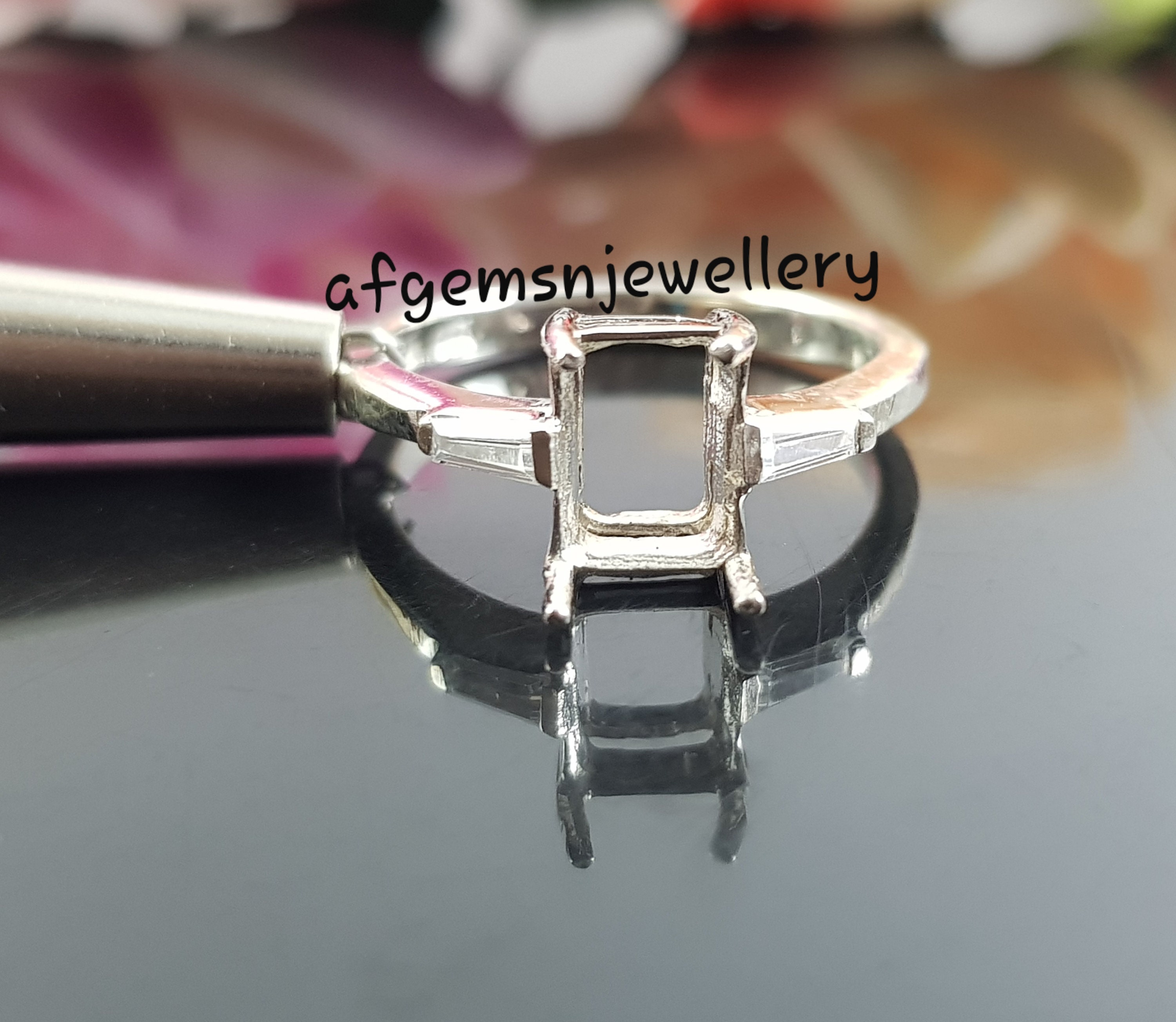 Setting 6X8 MM Octagon Semi Mount Ring-Without Stone | Etsy