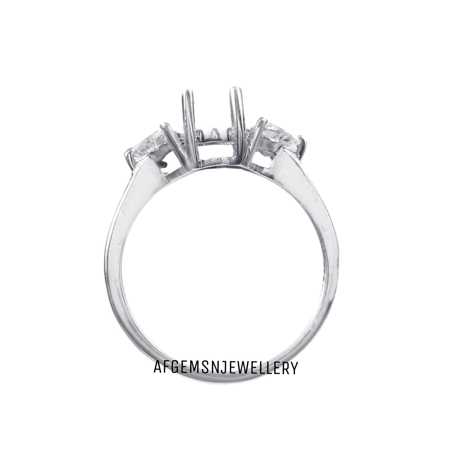 7MM Hexagon Semi Mount Ring-without Stone Ring-prong Setting Ring-925 ...