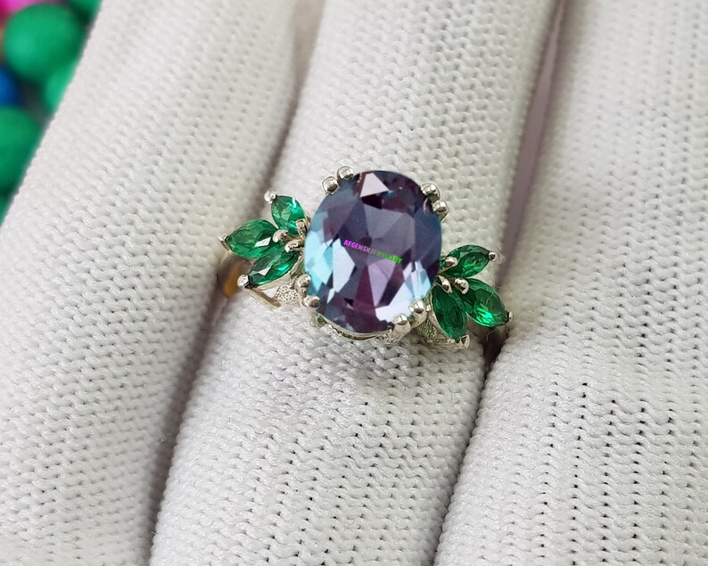Color Changing Alexandrite Ring-925 Sterling Silver Ring-wedding Ring ...