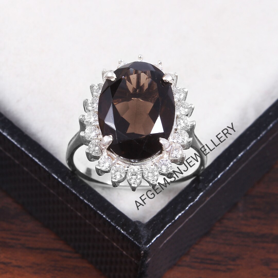 Vintage Smoky Quartz Ring, 925 Sterling Silver Ring, Promise Ring ...