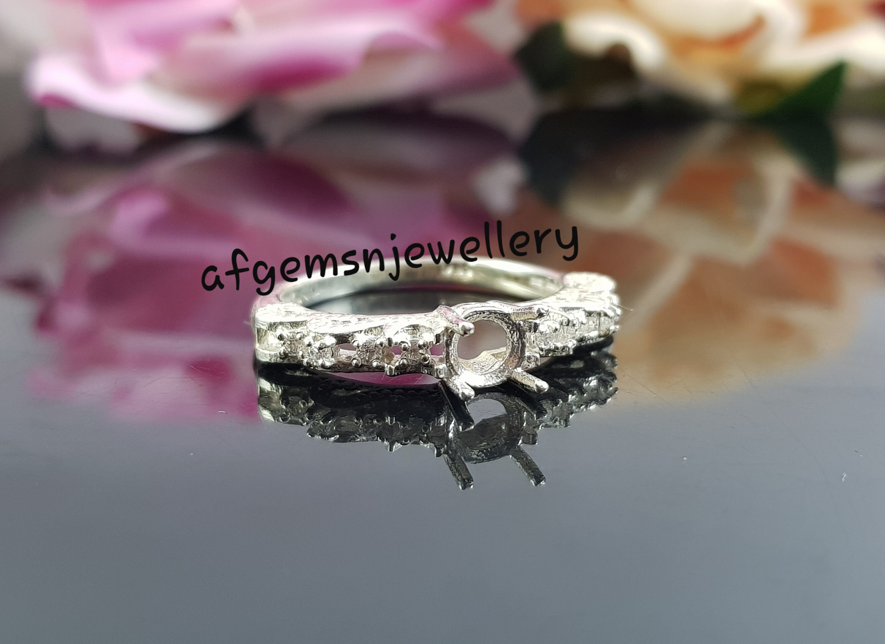 Silver Round Semi Mount Ring-mount Ring-925 Sterling Silver Ring-5mm ...