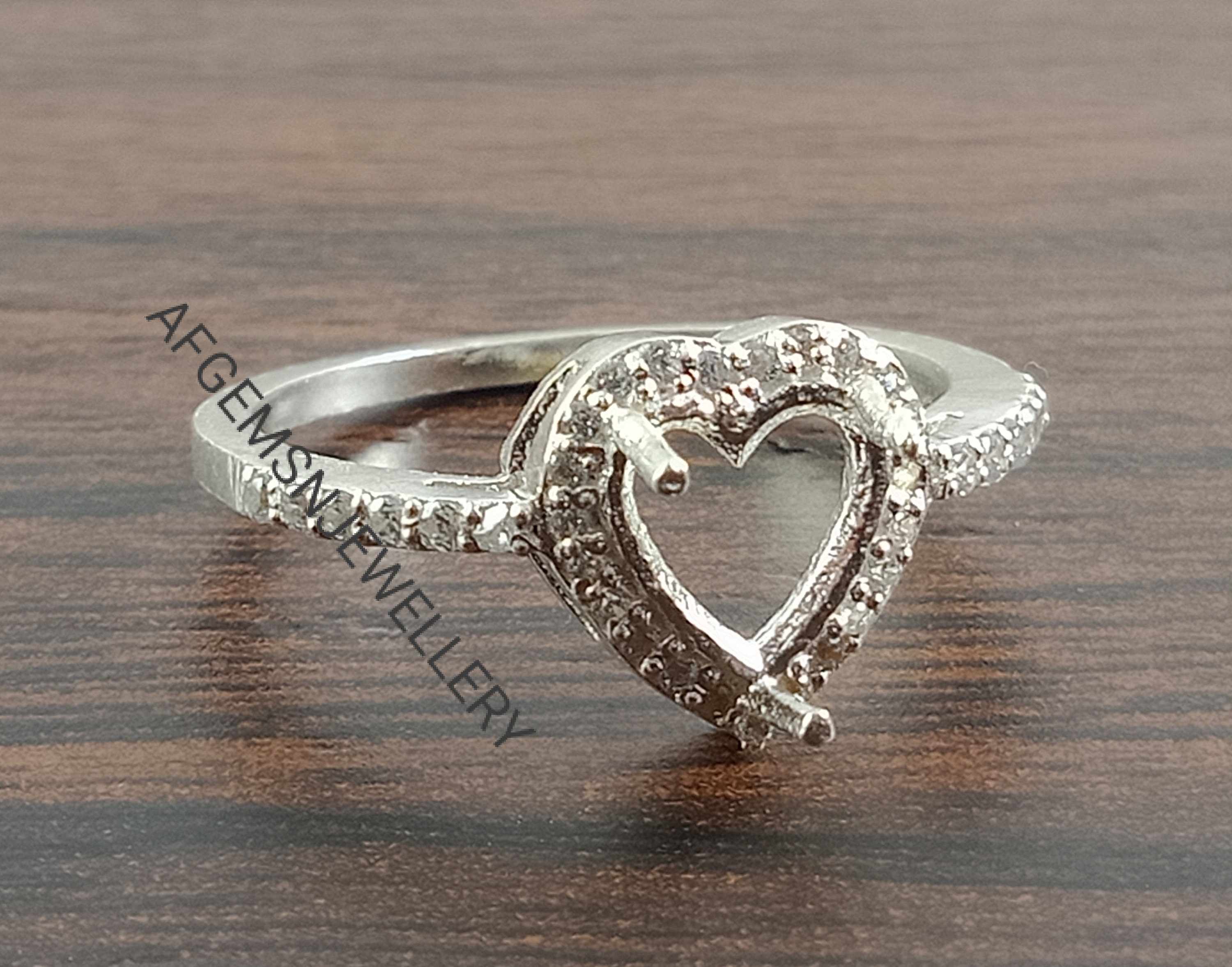 7X7 MM Heart Shape Semi Mount Ring-without Stone Ring-ready to - Etsy
