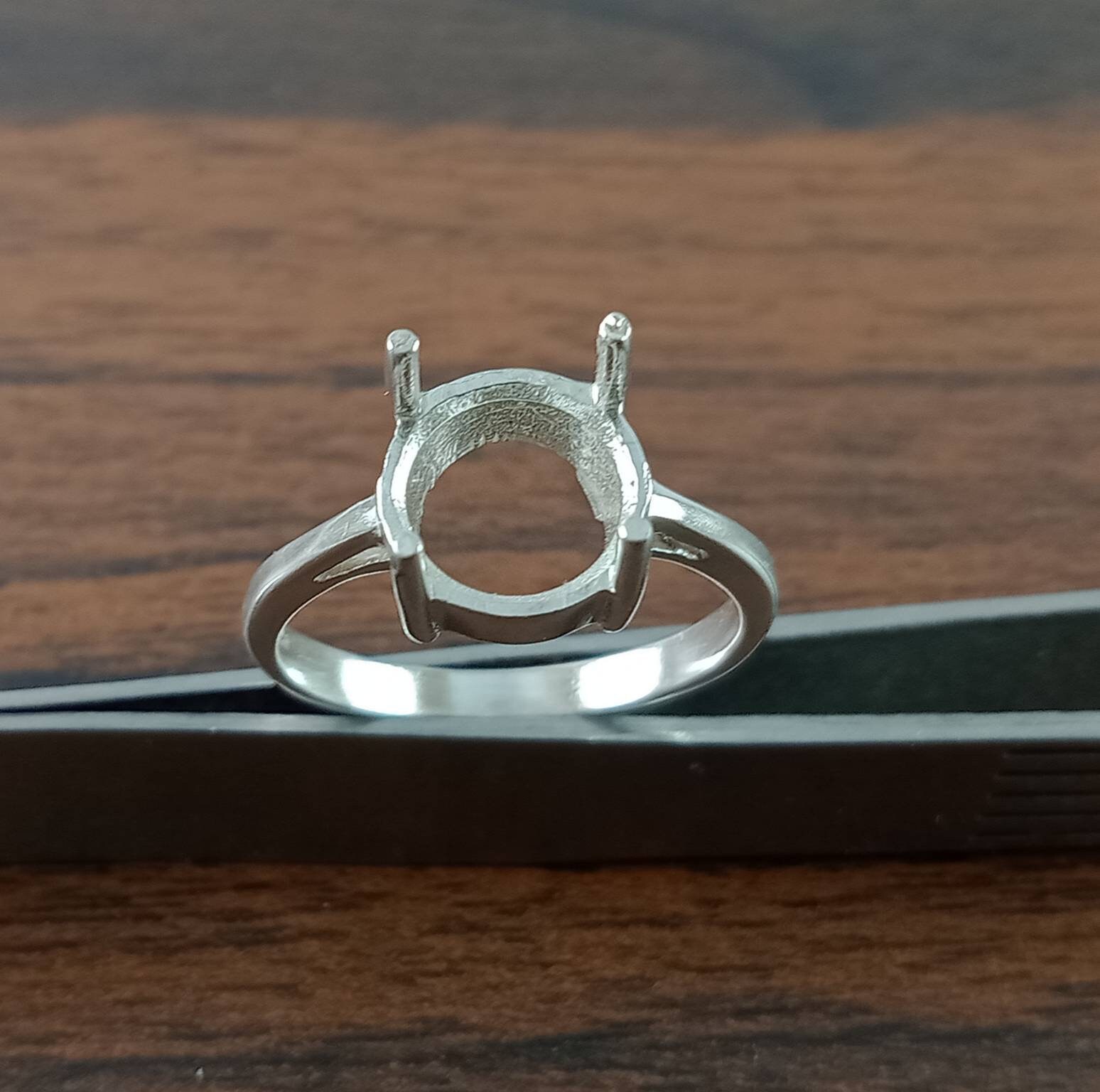 925 Sterling Sliver Ring-9x9 MM Round Semi Mount Ring-without - Etsy