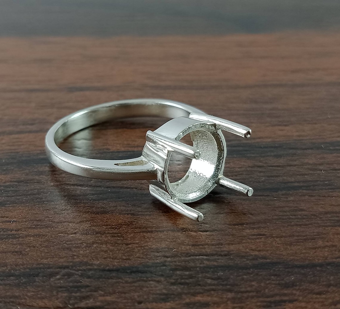 925 Sterling Sliver Ring-9x9 MM Round Semi Mount Ring-Without | Etsy