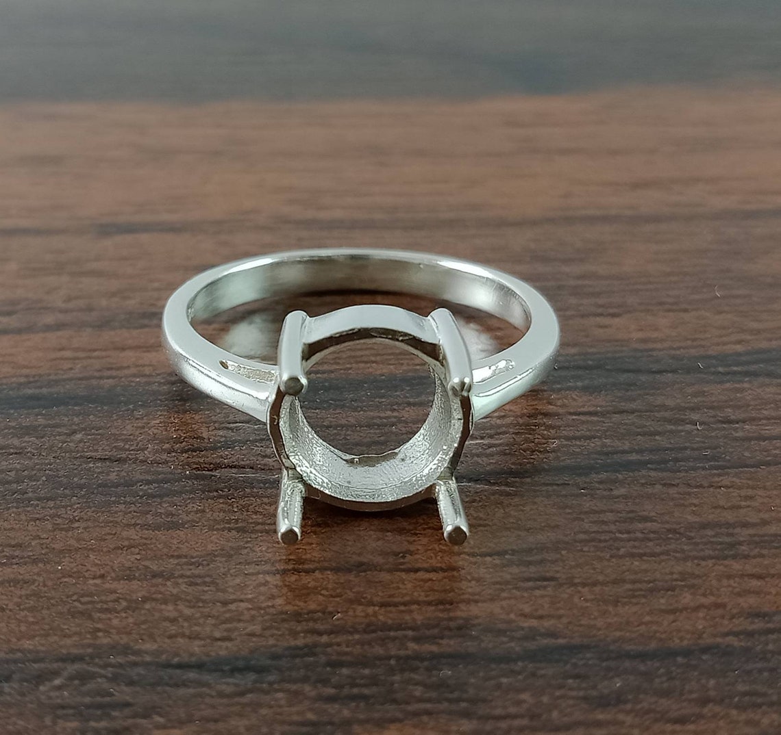 925 Sterling Sliver Ring-9x9 MM Round Semi Mount Ring-without - Etsy