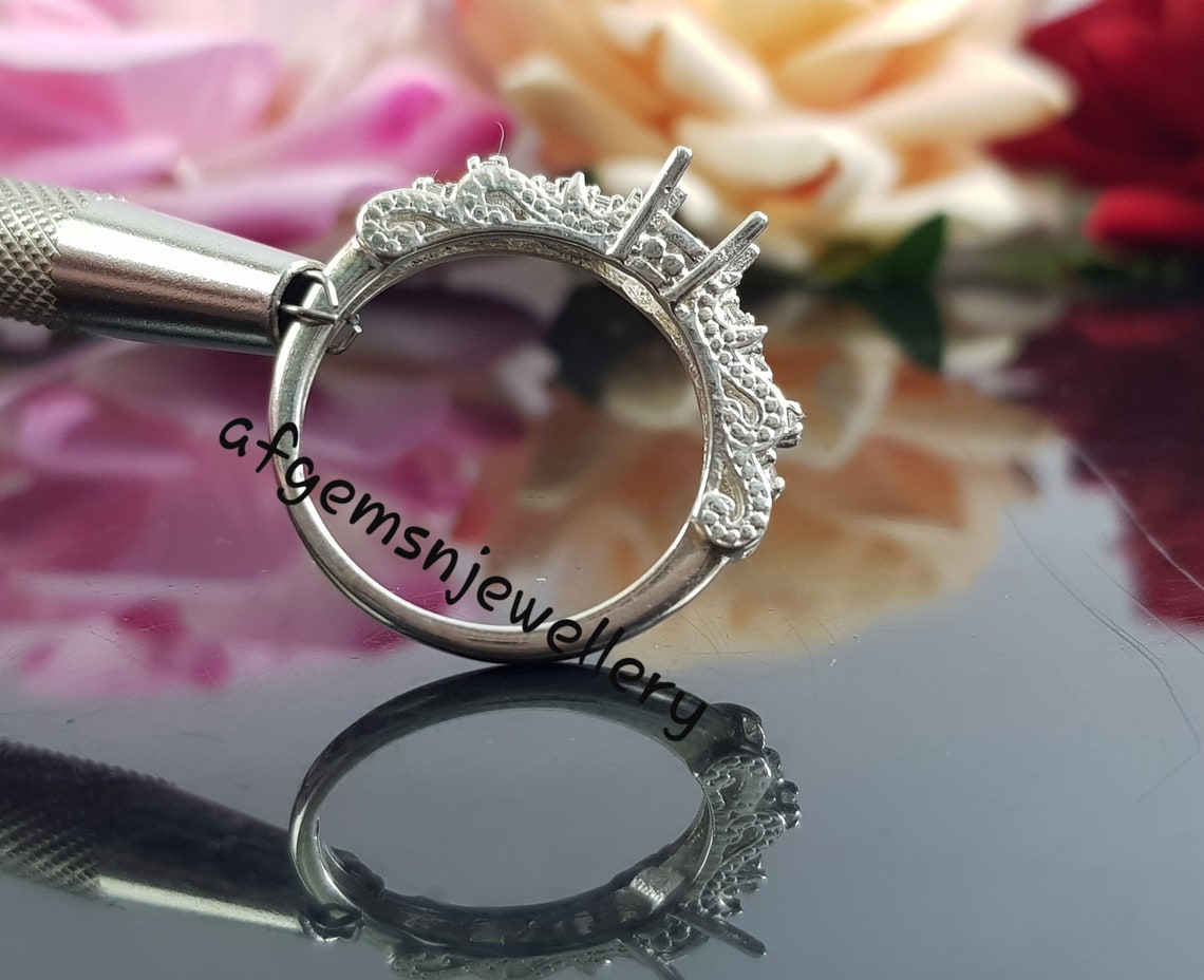 Silver Round Semi Mount Ring-mount Ring-925 Sterling Silver Ring-5mm ...