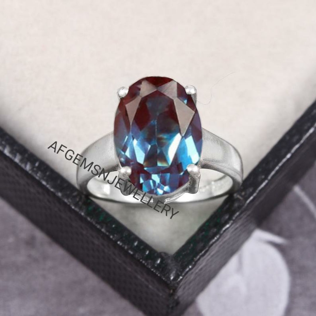 Color Changing Alexandrite Ring-925 Sterling Silver Ring-promise Ring ...