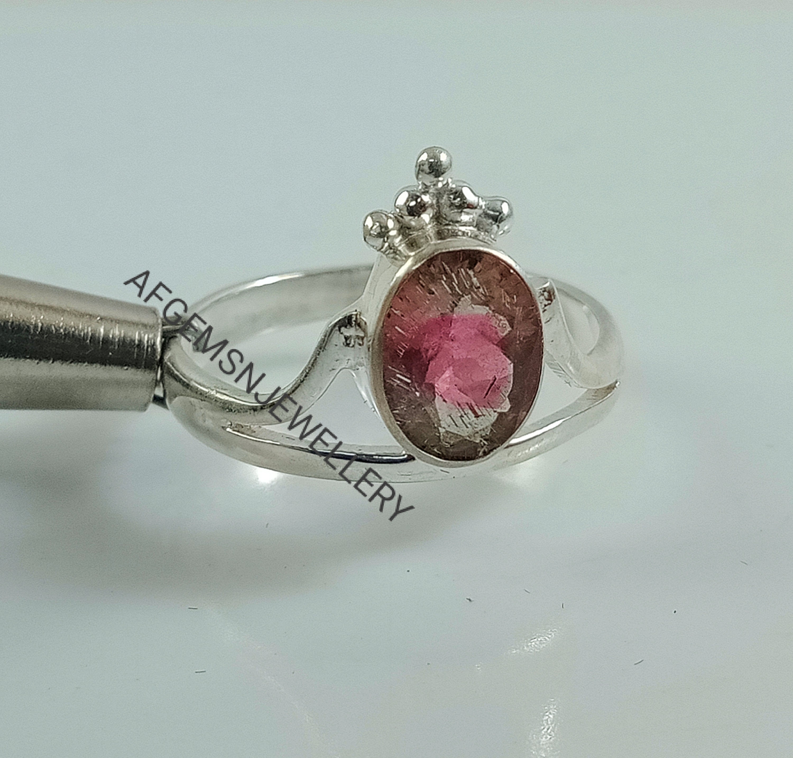 Lab Watermelon Tourmaline Ring-Silver Tourmaline Ring-Vintage | Etsy