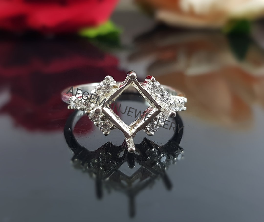7MM Princess Cut Semi Mount Ring-unset Semi Mount Ring-without Gemstone ...